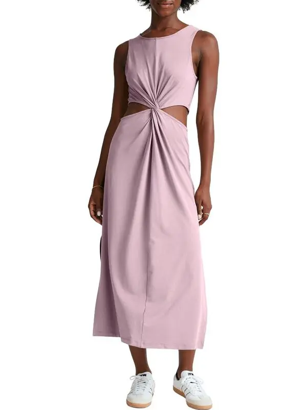 Beyond Yoga Around The World Front Twist Midi Dress - Blush Blooms