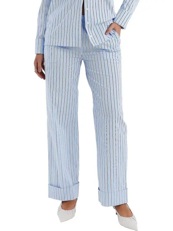 MISTRESS ROCKS Stripe Baggy Pants - Blue
