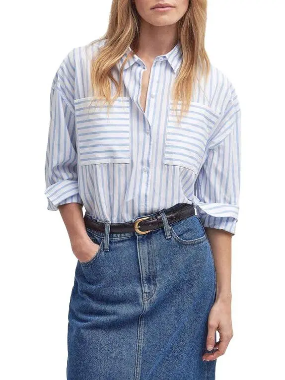 Barbour Nicola Stripe Cotton Tunic - White/blue Stripe