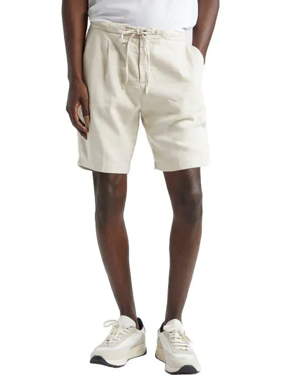 Thom Sweeney Pleated Stretch Linen & Cotton Jersey Shorts - Stone