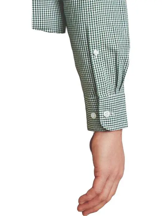 CHARLES TYRWHITT Slim Fit Button-down Collar Non-iron Stretch Poplin Mini Gingham Shirt - Green
