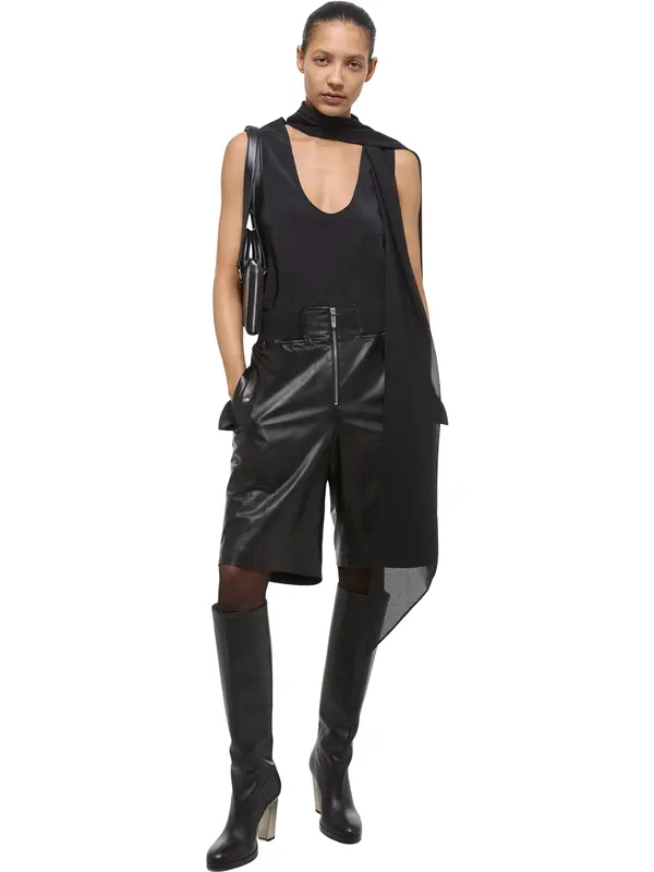 Helmut Lang Leather Bomber Shorts - Black