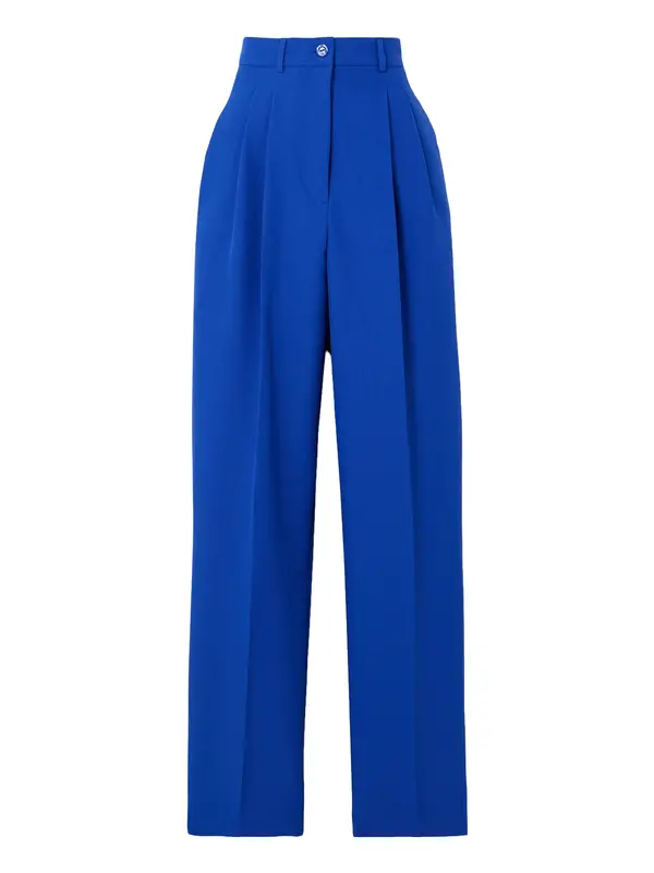TOLU COKER Pleated Twill Straight-leg Trousers - Blue