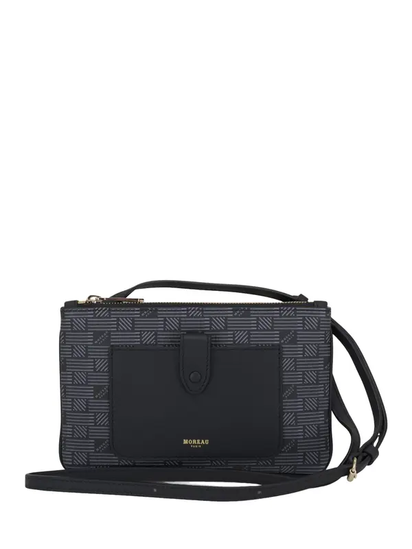 Moreau Monogram Leather Crossbody Bag - Black
