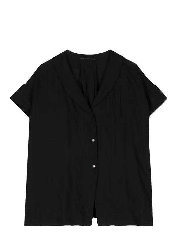 FORME D'EXPRESSION Shawl-collar Linen Shirt - Black
