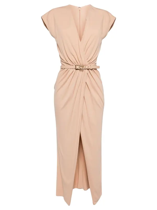 Elie Saab Draped Midi Dress - Neutrals