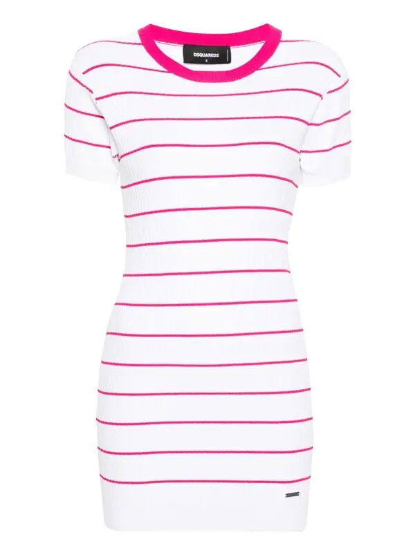 Dsquared2 Striped Knitted Dress - White