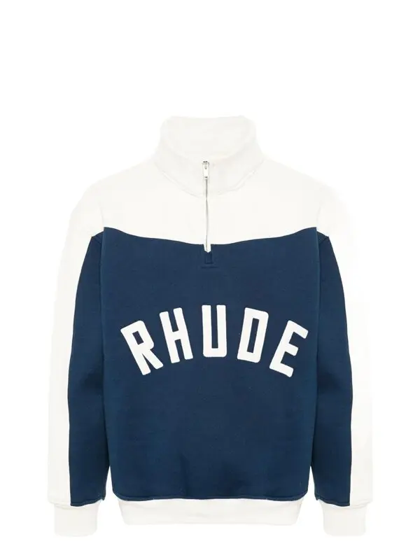 Rhude Contrast Varsity Cotton Sweatshirt - Blue