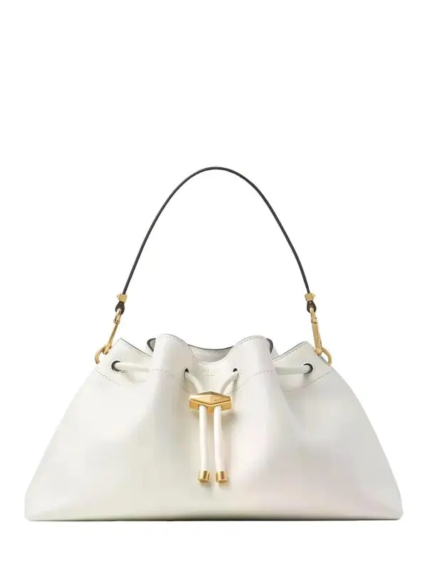 JIMMY CHOO Medium Cinch Leather Shoulder Bag - White