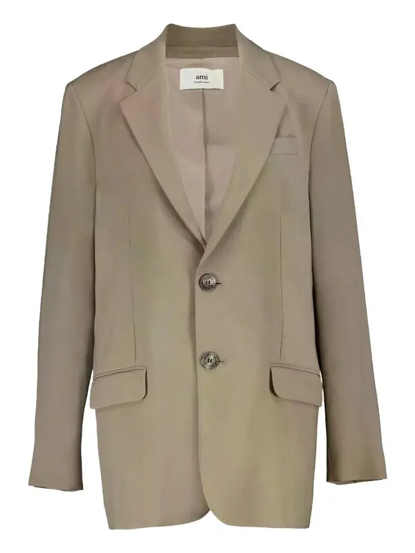 Ami Single-breasted Twill Blazer - Neutrals