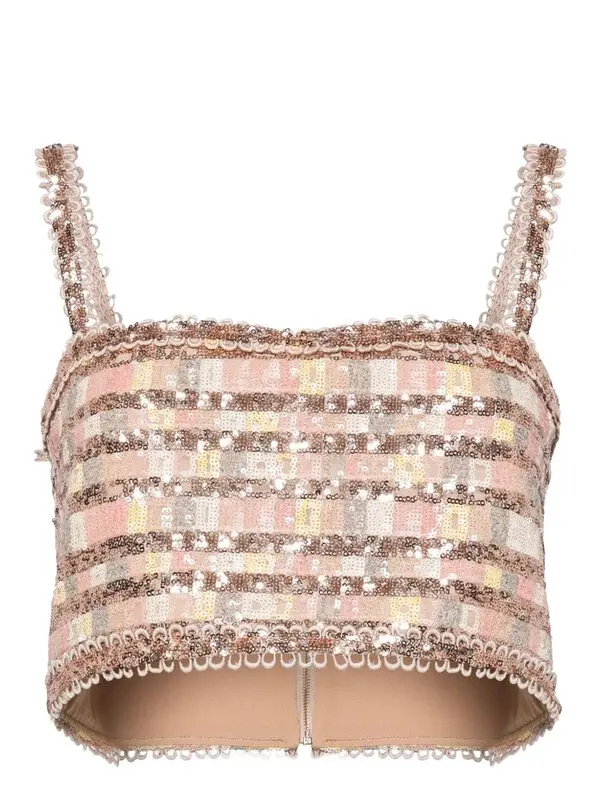 Elie Saab Sequin-embellished Crop Top - Pink
