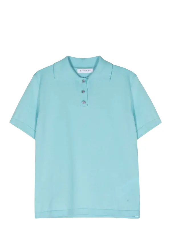 MANUEL RITZ Fine-knit Polo Top - Blue