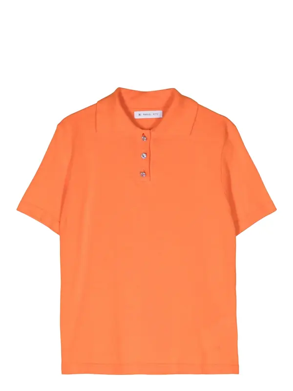 MANUEL RITZ Fine-knit Polo Top - Orange