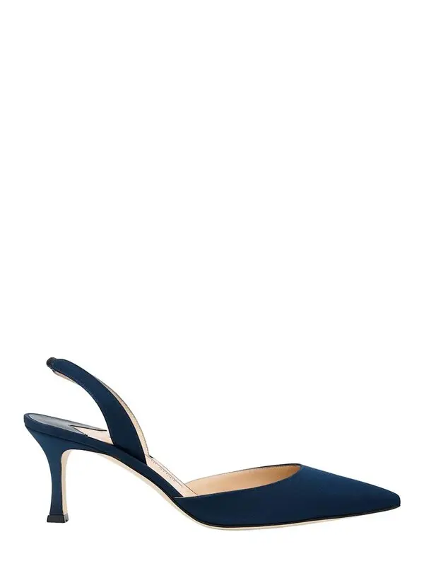 Manolo Blahnik Carolyne Satin Slingback Pumps - Navy