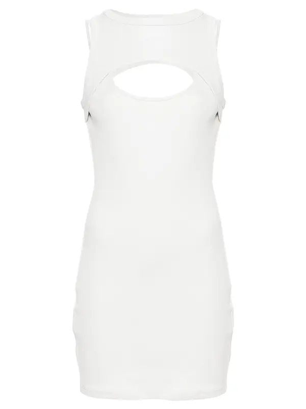 Off-White Cut-out Ribbed Knit Dress - Grey