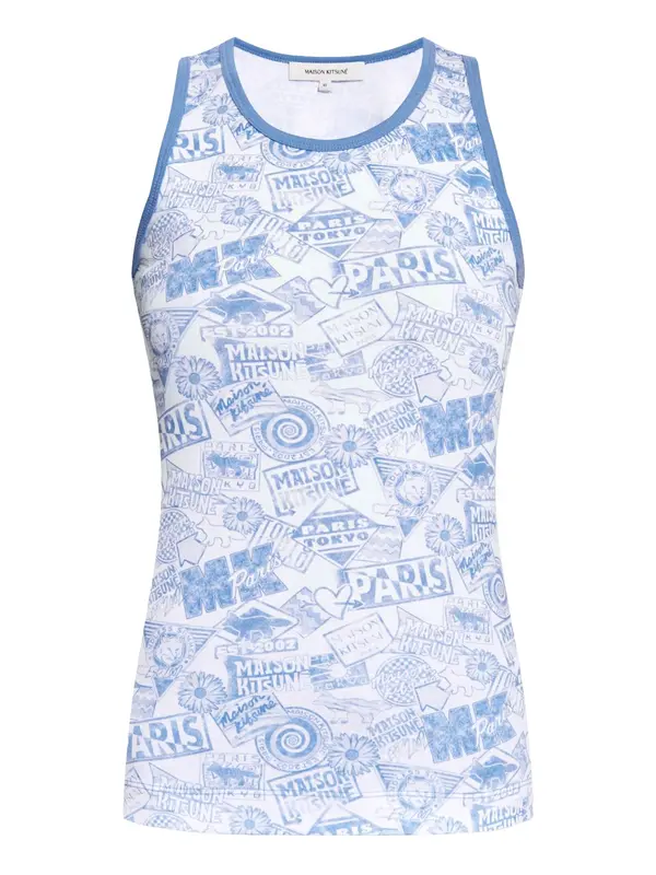 Maison Kitsuné Surf Collage Tank Top - Blue