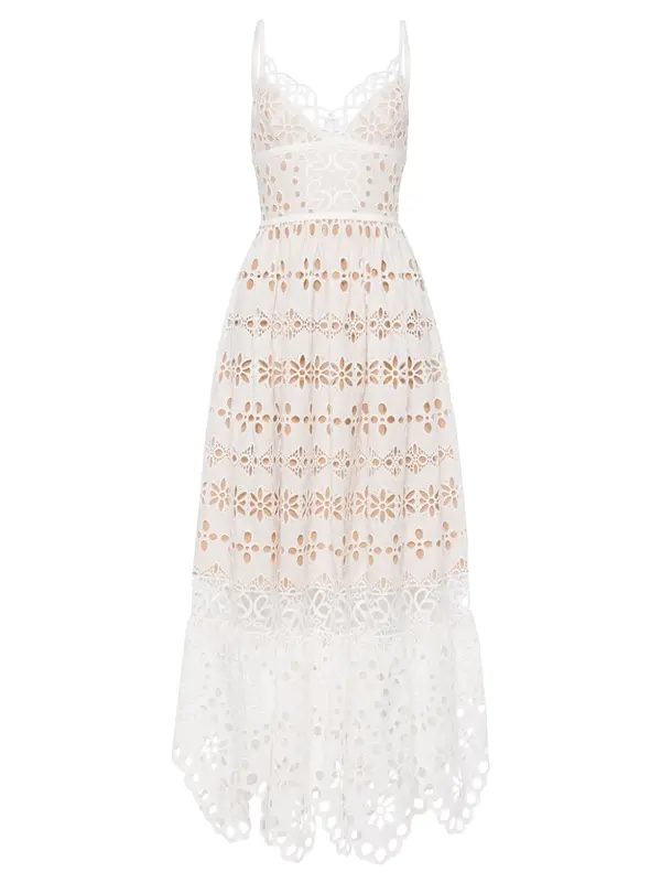 Elie Saab V-neck Embroidered Maxi Dress - White