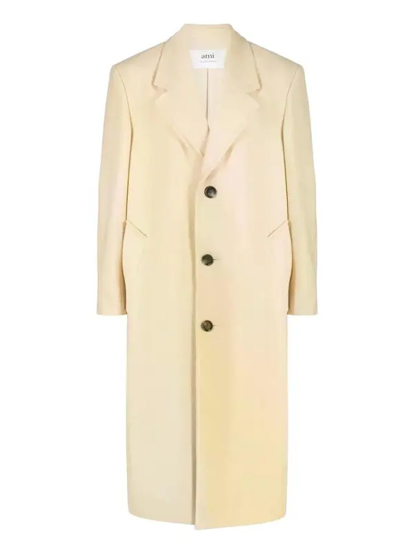 Ami Single-breasted Coat - Neutrals