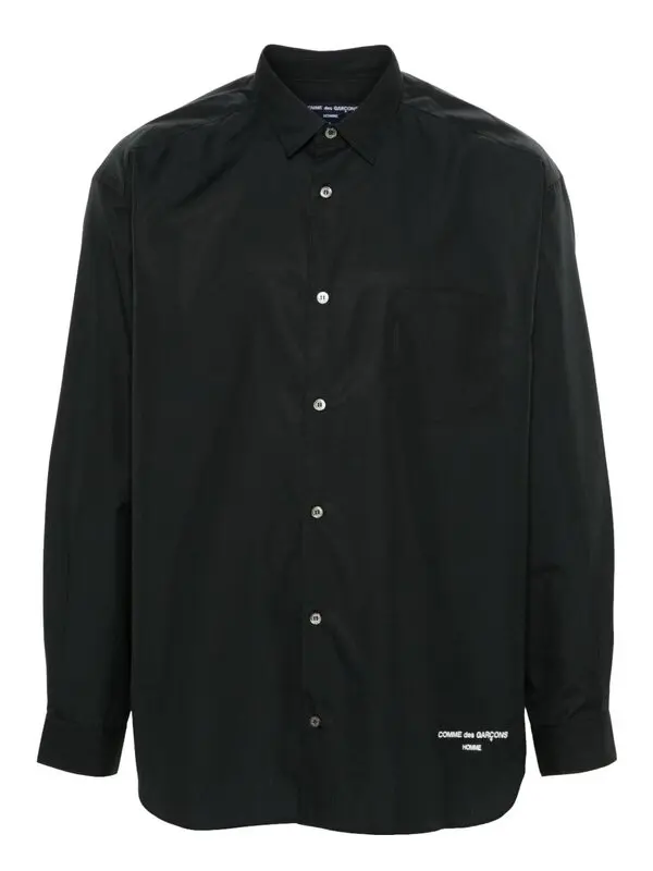 Comme Des Garçons Embroidered-logo Cotton Shirt - Black