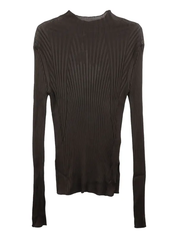 JIL SANDER Ribbed Knit Mock-neck Top - Brown