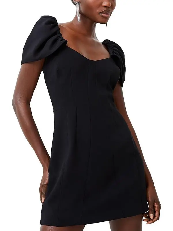 French Connection Whisper Puffed Shoulder Mini Dress - Blackout