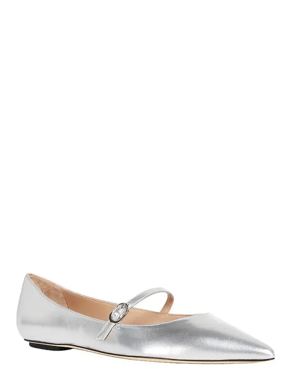 STUART WEITZMAN Emilia Mary Jane Flats - Silver Liquid Metallic