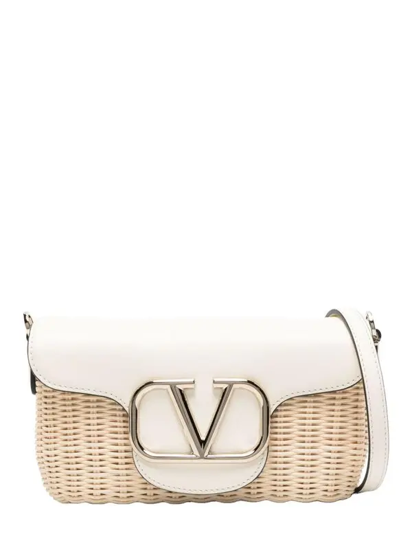 Valentino Garavani Locò Raffia Crossbody Bag - Neutrals