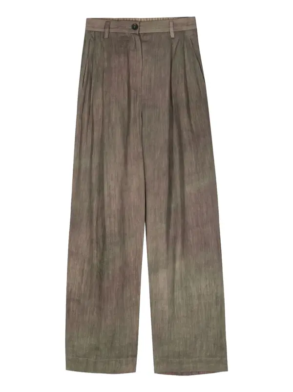 ZIGGY CHEN Dyed Wide-leg Trousers - Neutrals