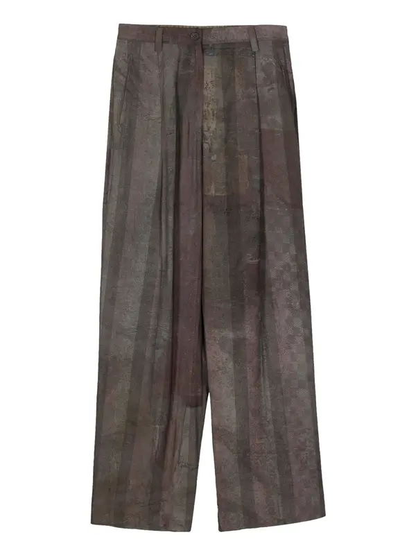 ZIGGY CHEN Dyed Wide-leg Trousers - Grey
