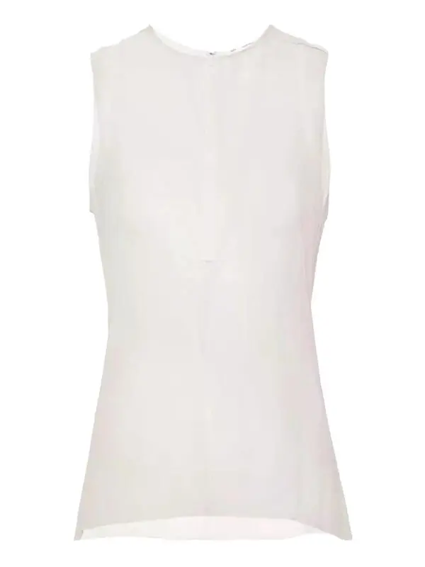 Ami Semi-sheer Silk Top - White