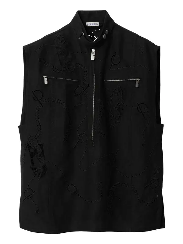 Burberry Broderie Anglaise Canvas Vest - Black