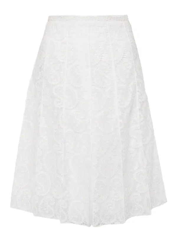 Giambattista Valli Pleated Lace Skirt - White