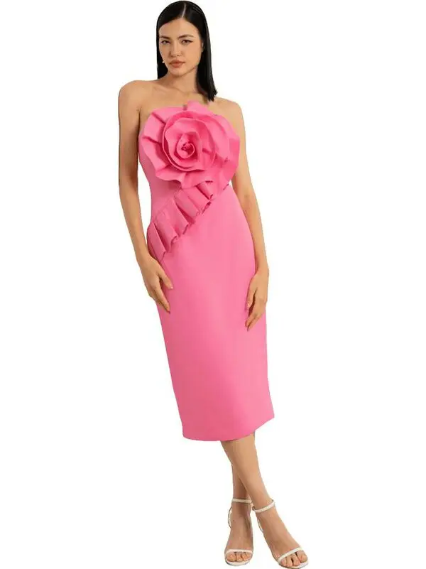 Yumi Kim Rio Linen Midi Dress - Pink