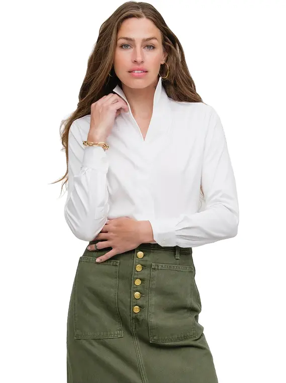 SARAH ALEXANDRA Signature Stretch Twill Shirt - White
