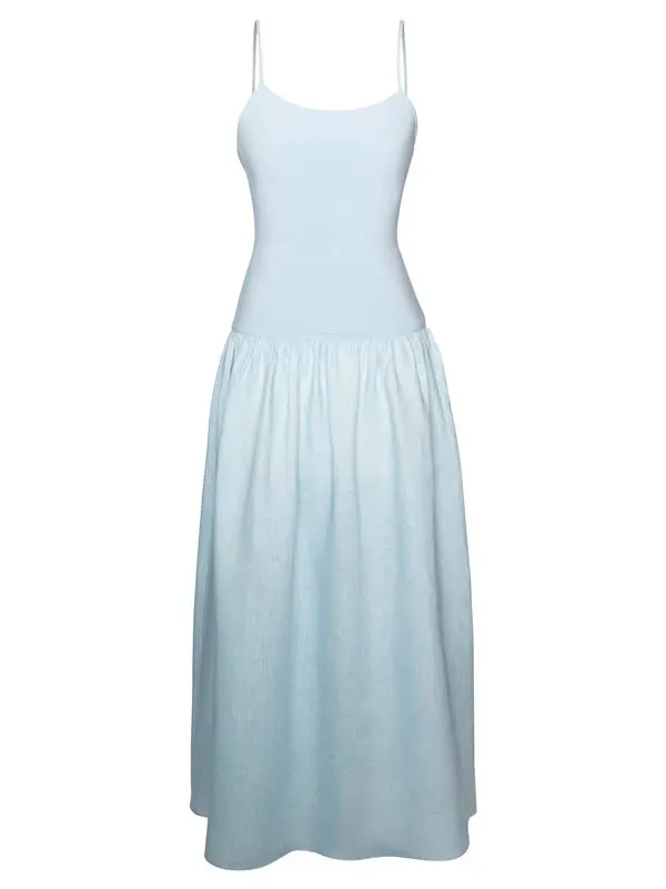 Laura Garcia Lauren Drop-waist Jersey-linen Maxi Dress - Blue