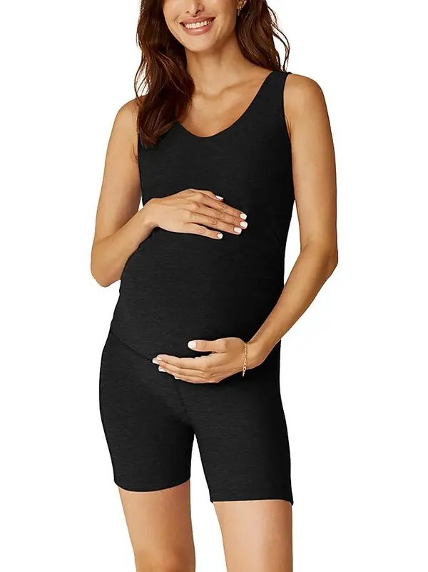 Beyond Yoga Spacedye Movin Mama Maternity Biker Jumpsuit - Darkest Night