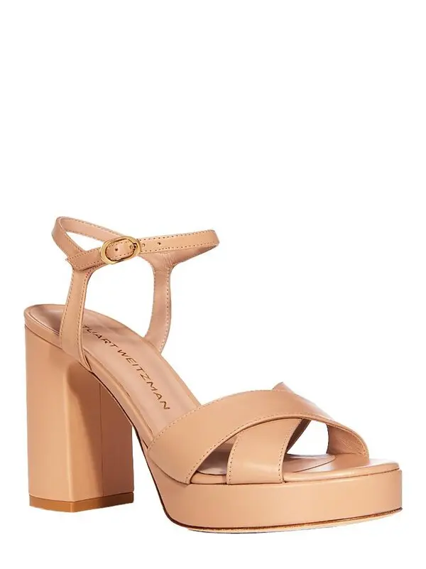 STUART WEITZMAN Dayna Crisscross Platform Sandals - Adobe