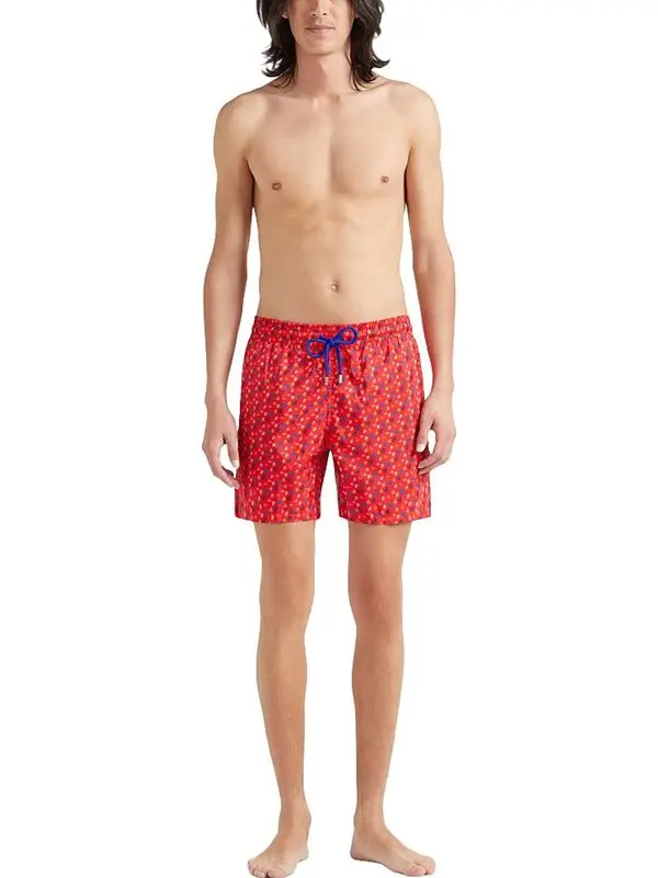 Vilebrequin Mahina Micro Ronde Des Tortues Print 7" Swim Trunks - Poppy