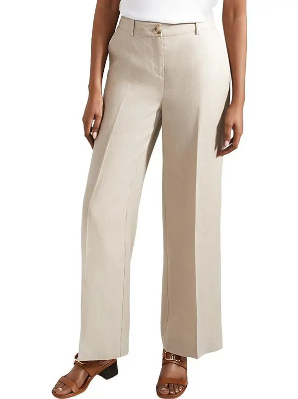 HOBBS LONDON Roberta Wide Leg Linen Pants - Neutral