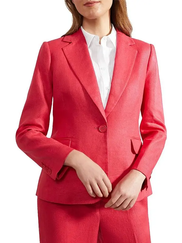 HOBBS LONDON Mirabel Linen Single Breasted Jacket - Raspberry