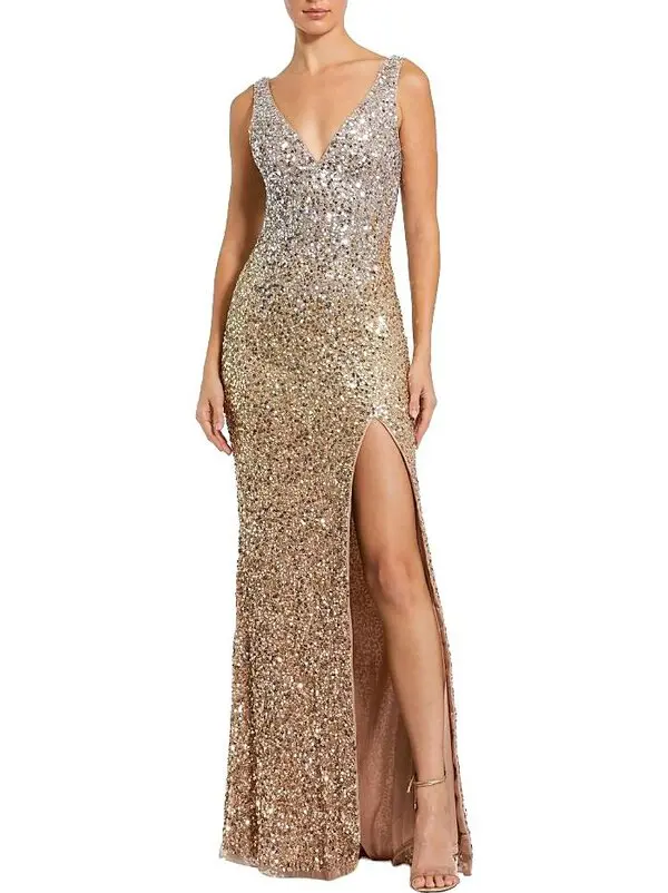 Mac Duggal Sequined Gown - Shimmering Gold
