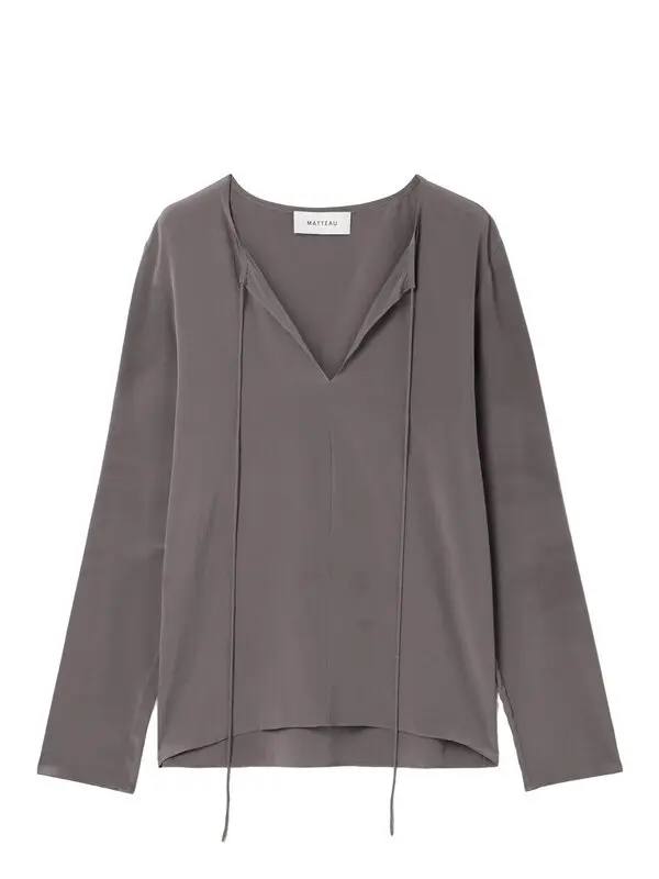 Matteau Tie-neck Blouse - Gray
