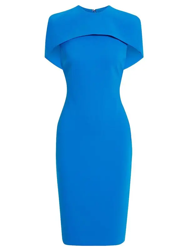 Badgley Mischka Cape-effect Crepe Dress - Cobalt Blue
