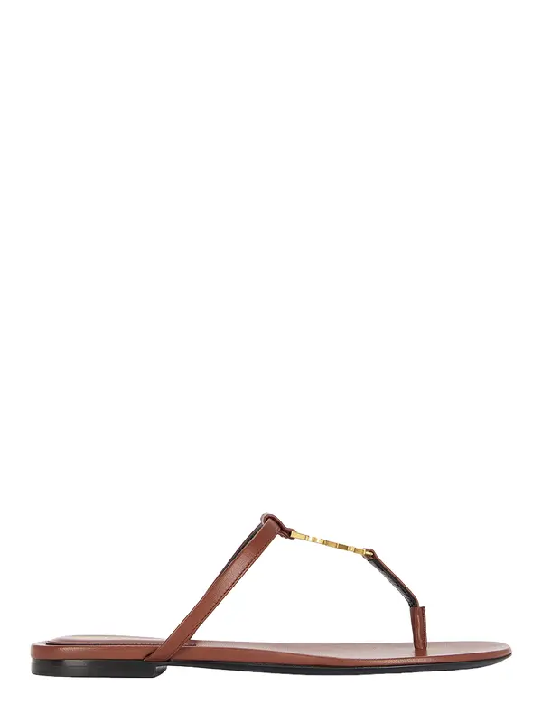 Saint Laurent Cassandra Flat Sandal - Aesthetic Brown