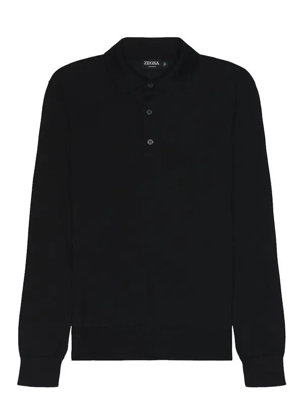 Zegna Casheta Long Sleeve Polo - Black
