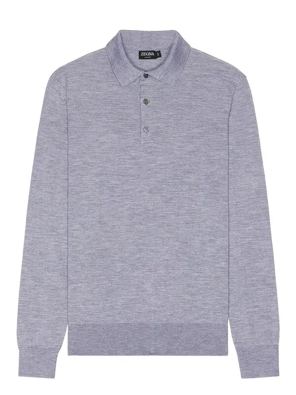 Zegna Casheta Long Sleeve Polo - Grey