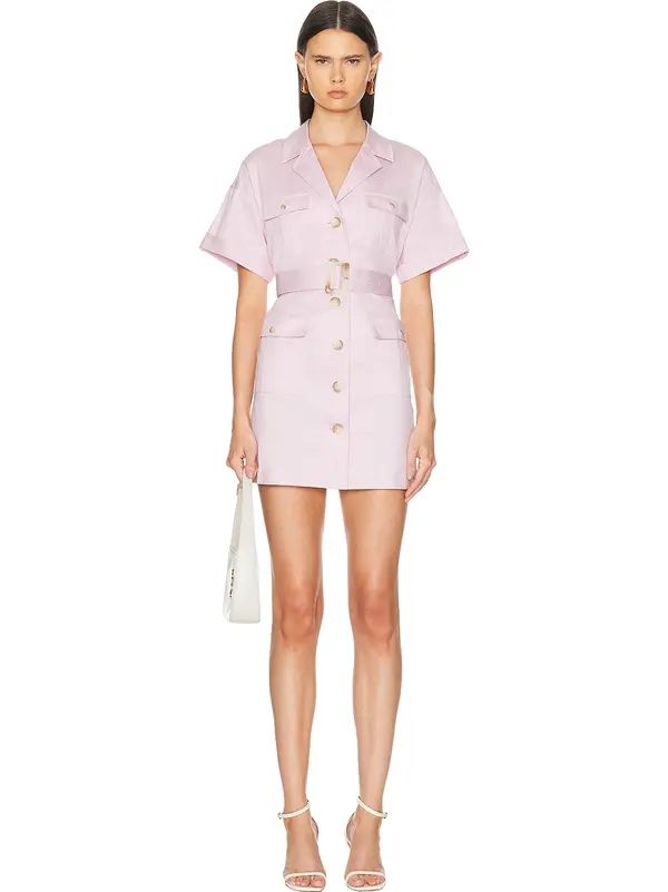 L'Agence Everest Safari Shirt Dress - Lilac Snow
