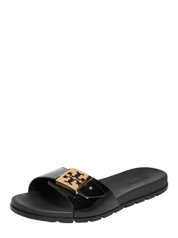 Tory Burch Buckle Slides - Perfect Black/gold
