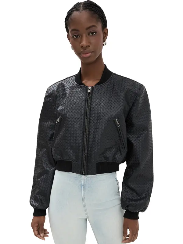 Lioness Allure Woven Bomber Jacket - Onyx