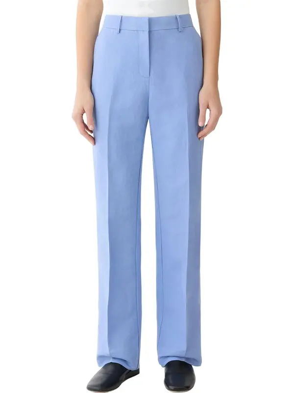 Lafayette 148 New York Silk-linen Gates Pant - Iris